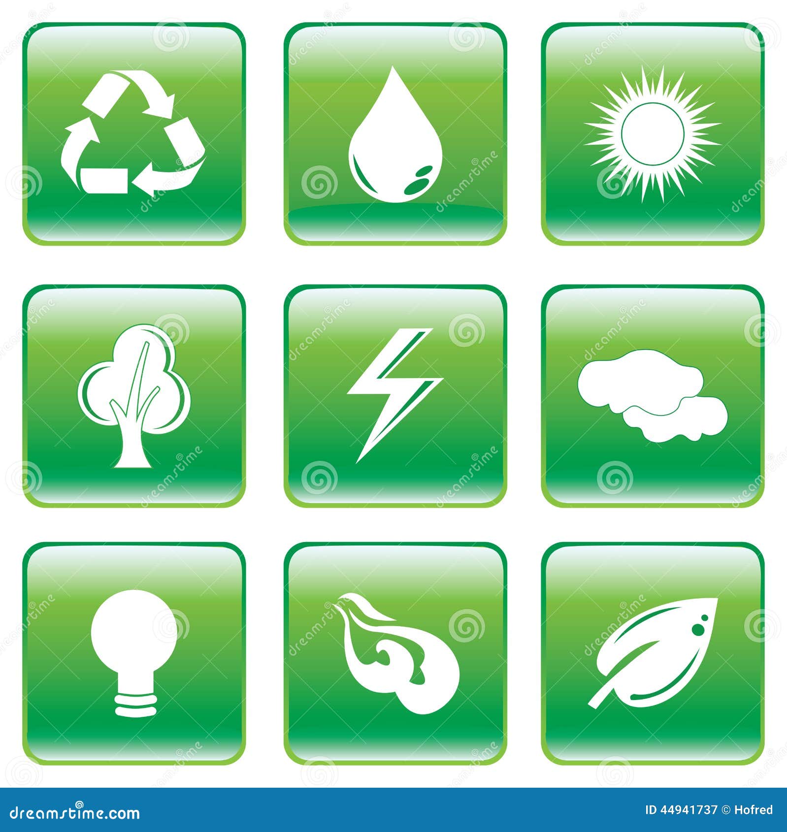 Green Buttons with Environmental Conservation Symbol Stock Vector ...