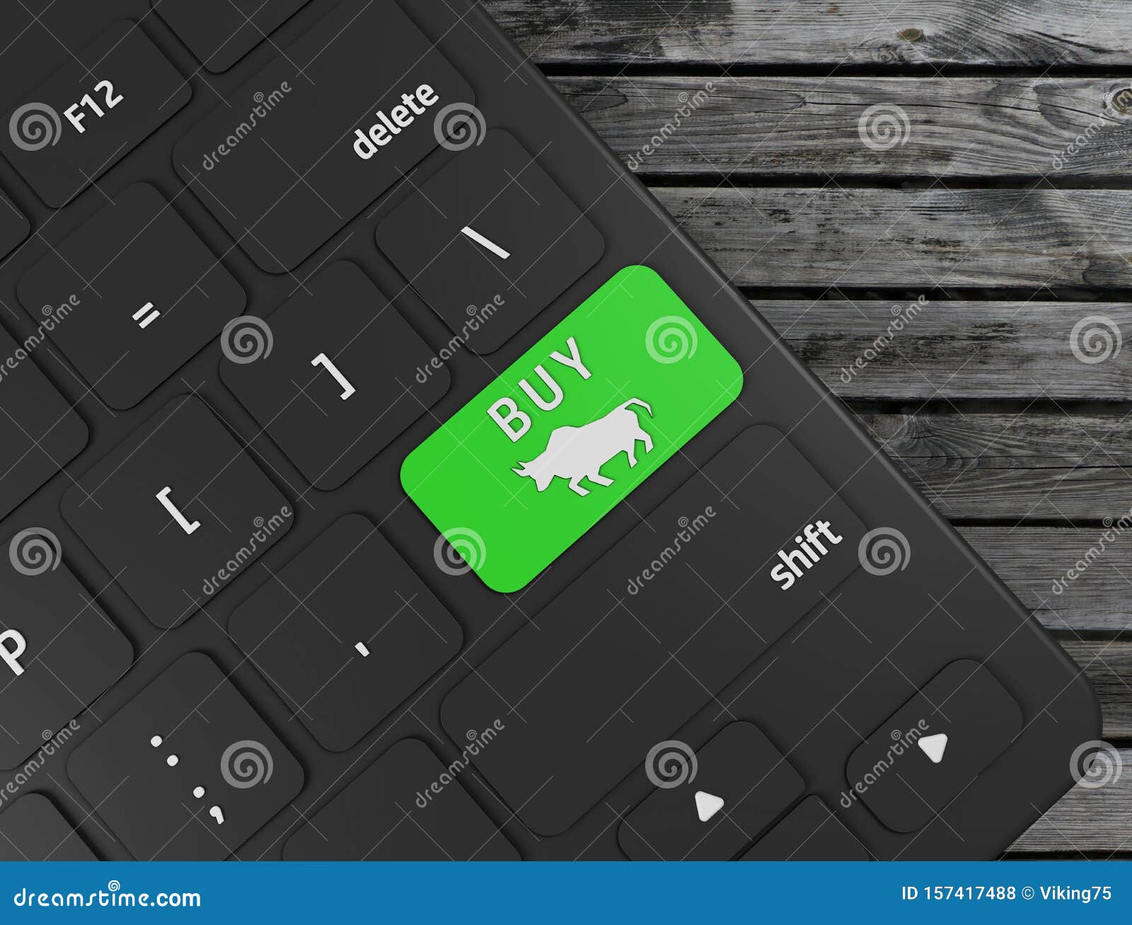 Green Buy Button with Bull Icon on Computer Keyboard,3d Render Stock ...