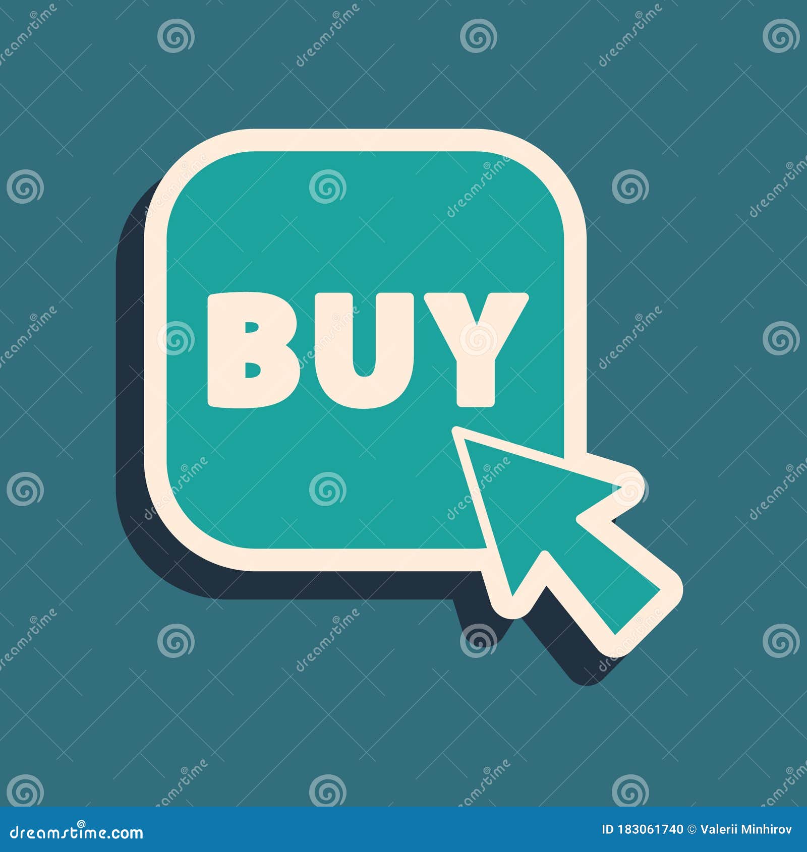 Green Buy Button Icon Isolated on Green Background. Long Shadow Style ...