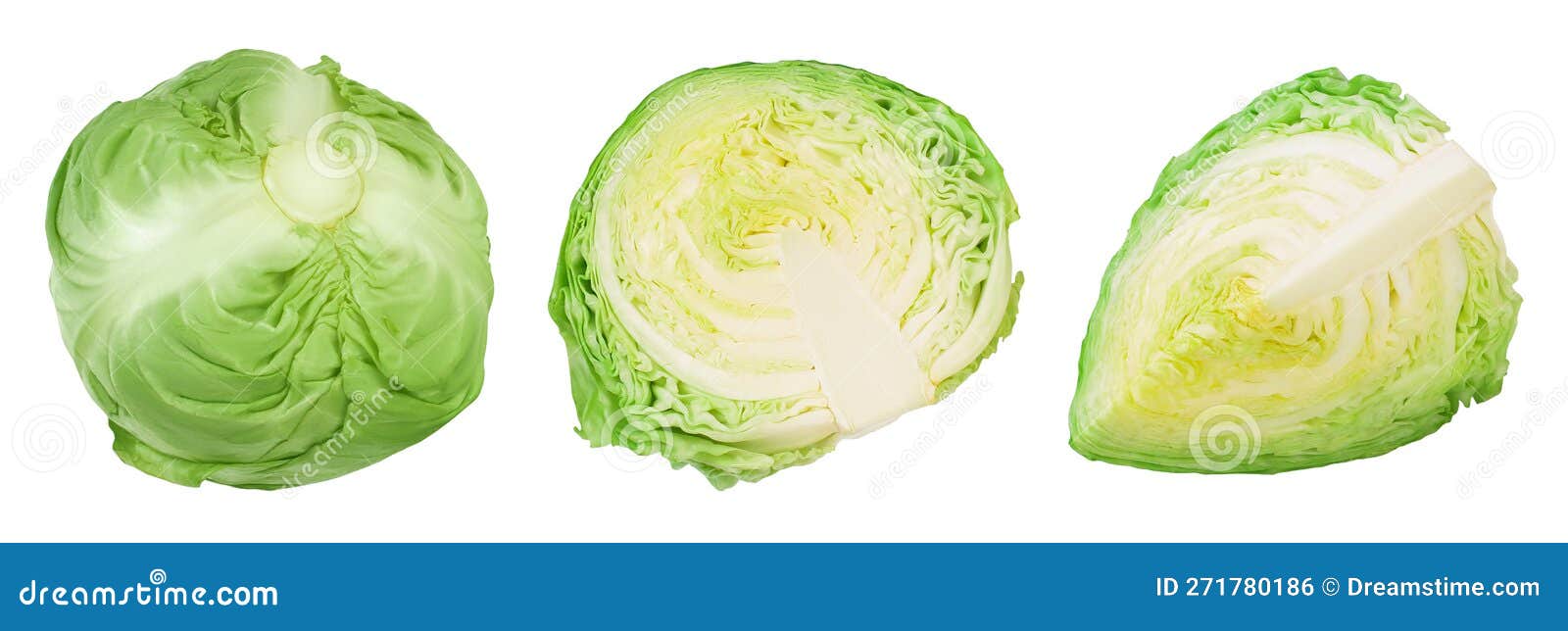 Green Cabbage Half Isolated on White Background with Full Depth of Field. Top View Stock Photo ...