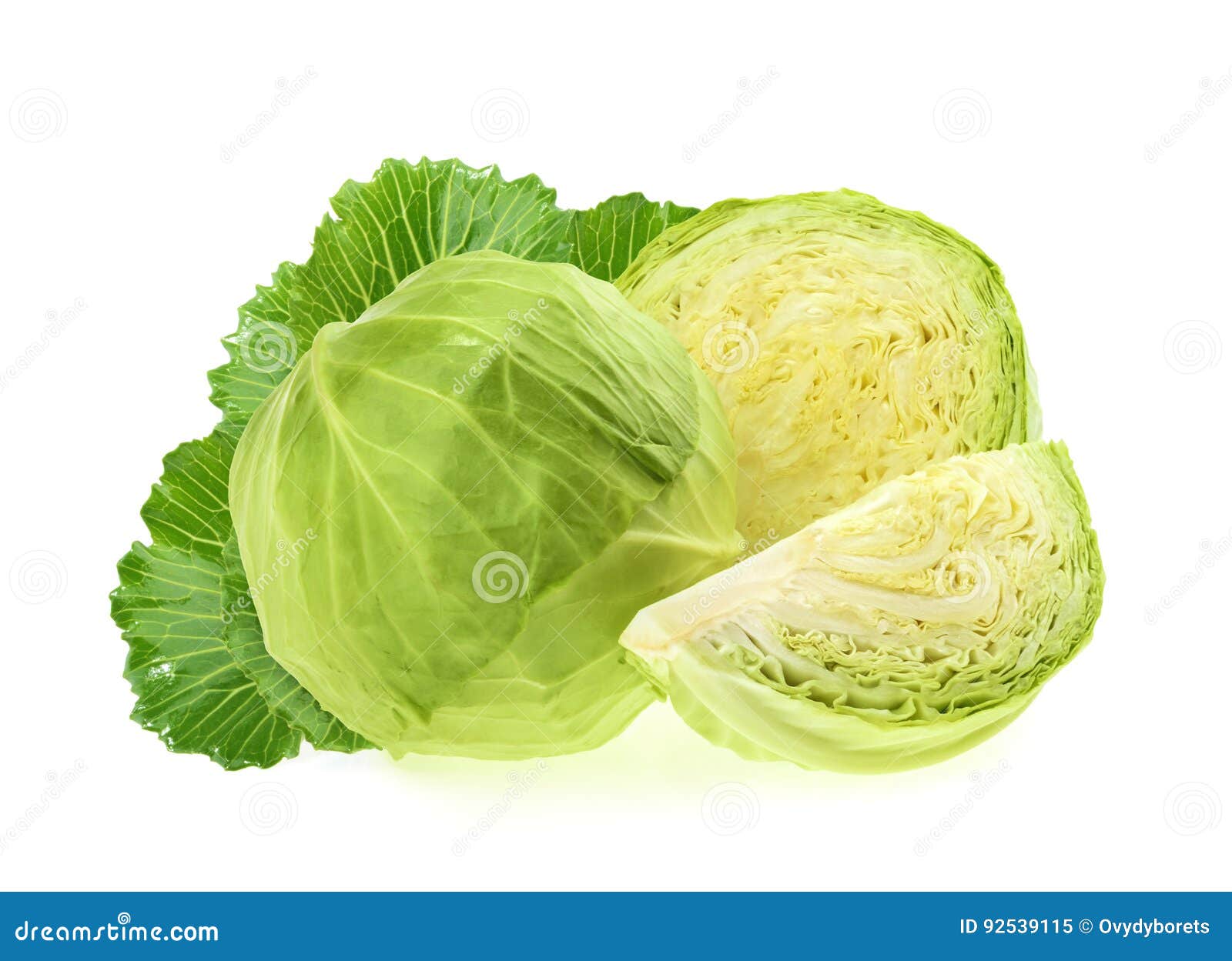 Green Cabbage Isolated on White Background Stock Image - Image of ...