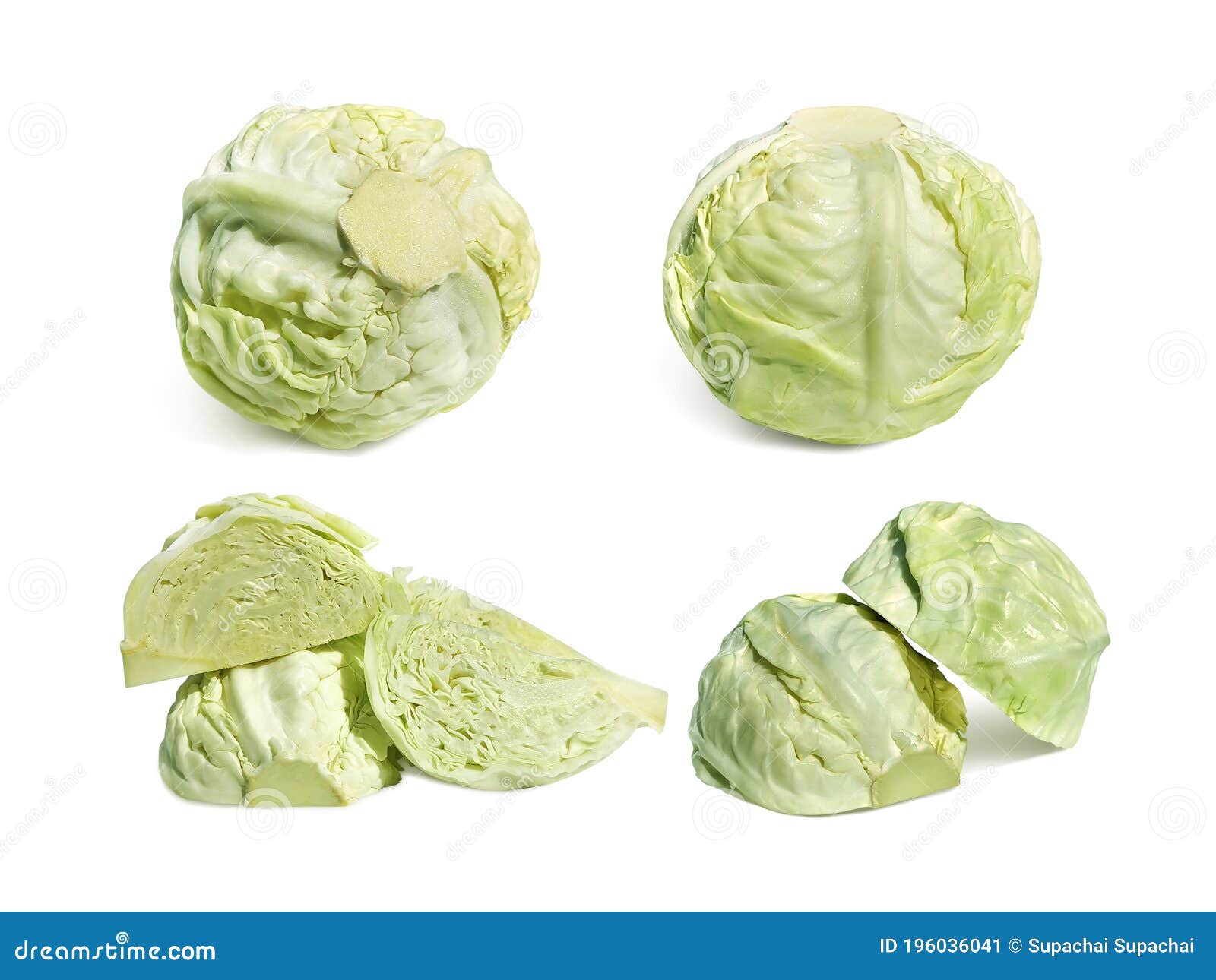 Green Cabbage Isolated on White Background Stock Image - Image of leafy ...