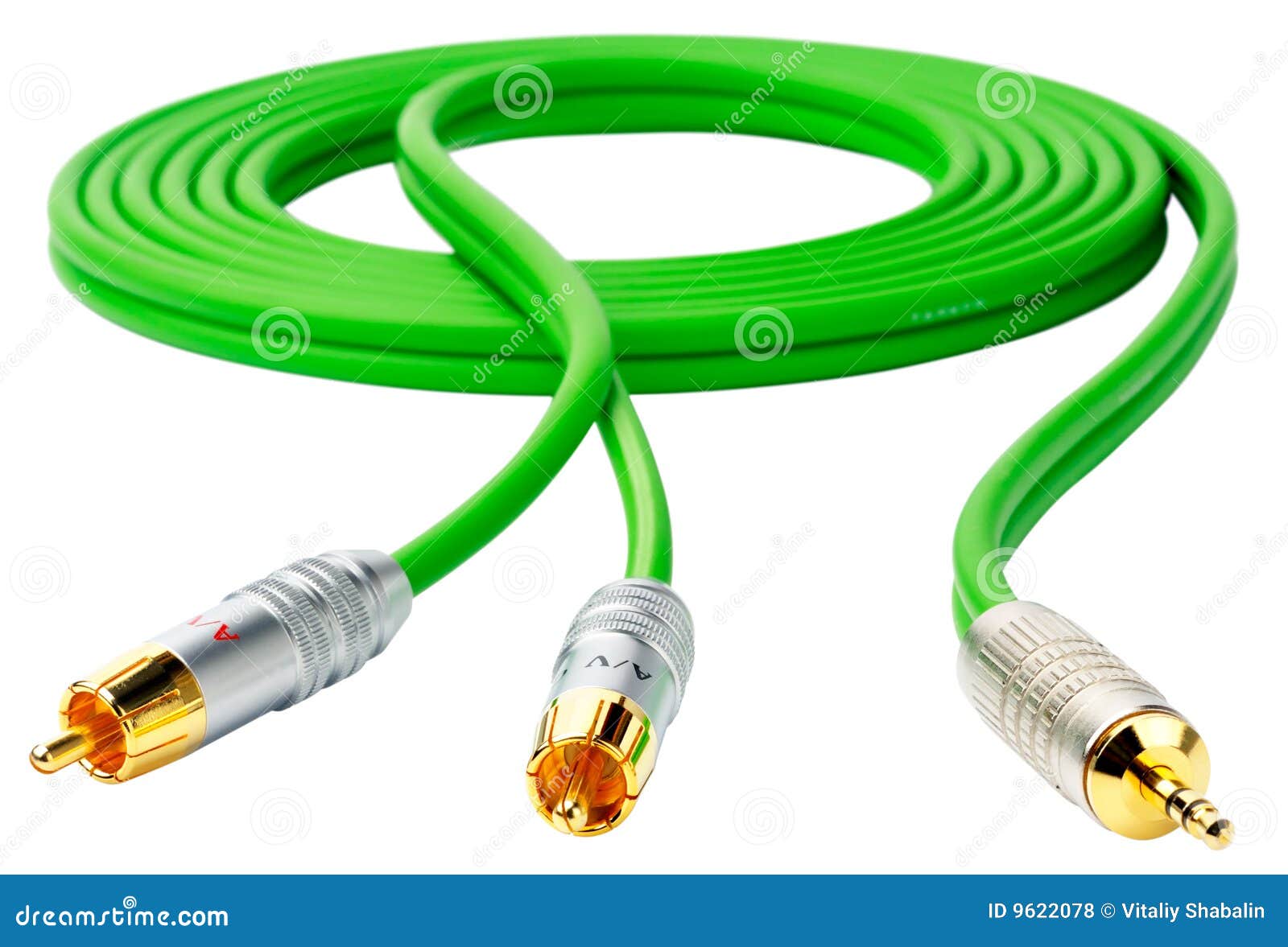 Green cable on white stock photo. Image of connector, equipment - 9622078