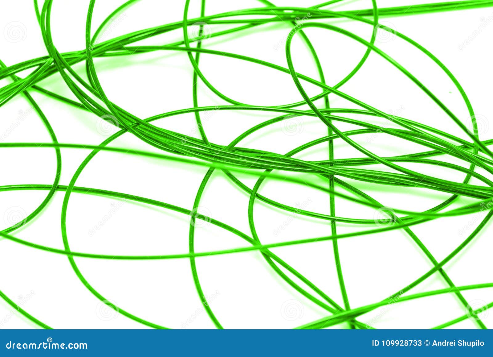 Green Cable on a White Background Stock Image - Image of background ...