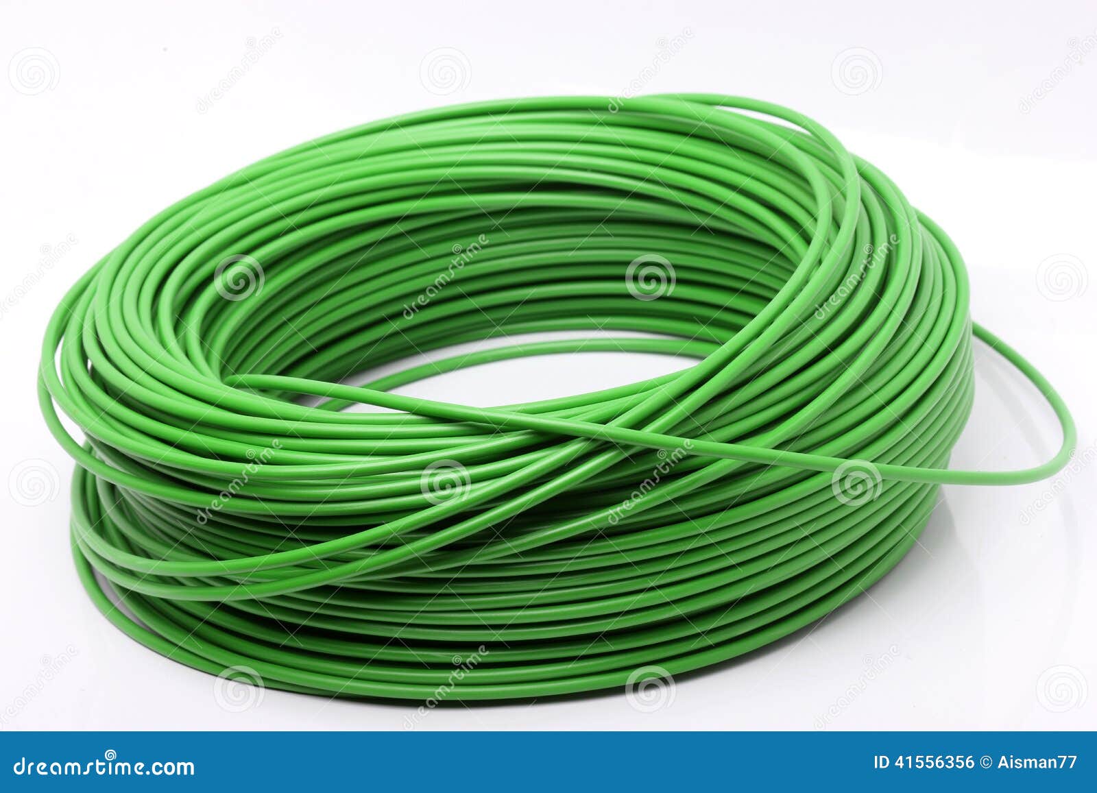Green Cable on White Background Stock Photo - Image of metal, wire ...
