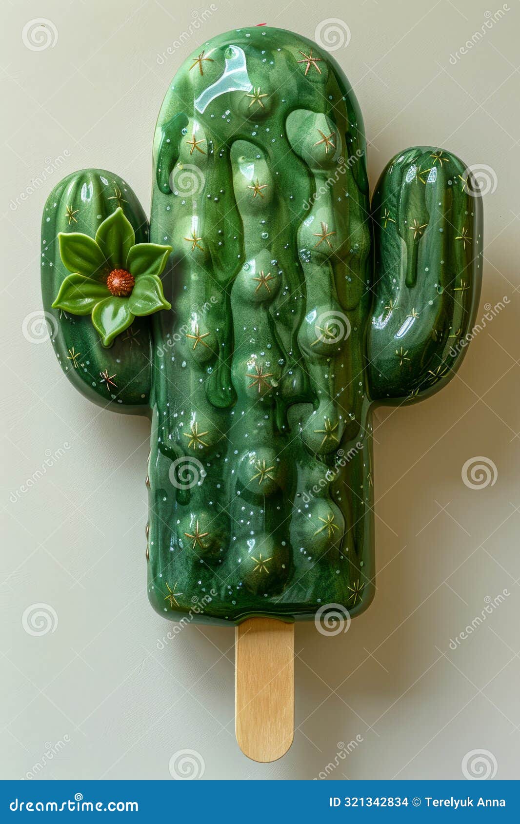 Green Cactus Ice Cream on Stick Stock Photo - Image of cooking, nature ...