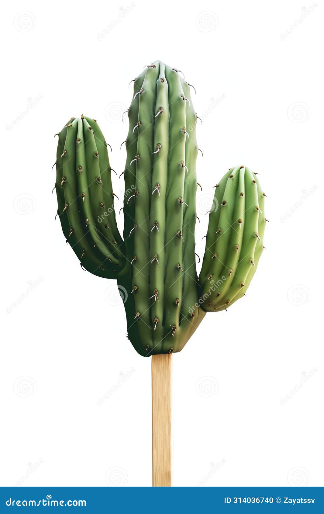A Green Cactus on Popsicle Stick, White Background. Creative Cactus Ice ...