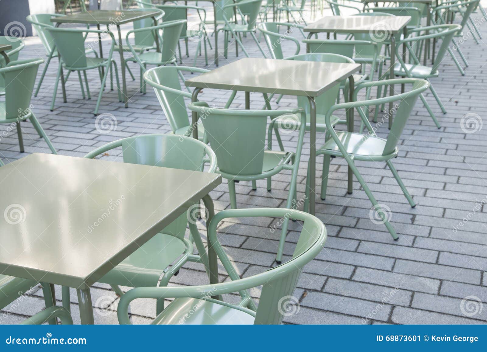 Green Cafe Tables and Chairs Stock Image - Image of drink, city: 68873601