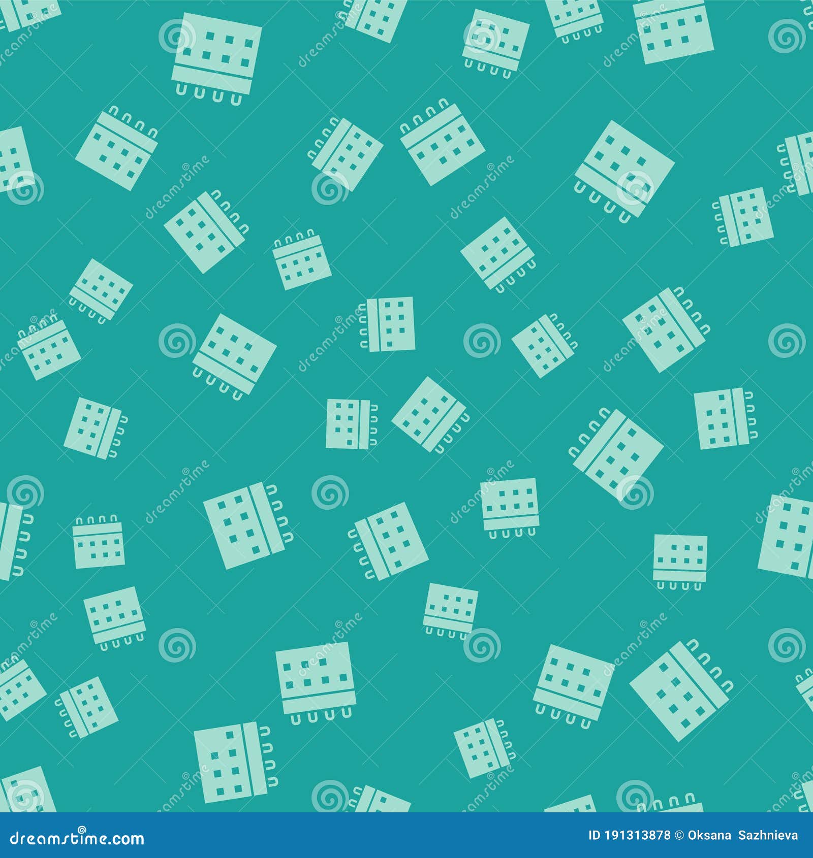 Green Calendar Icon Isolated Seamless Pattern on Green Background ...