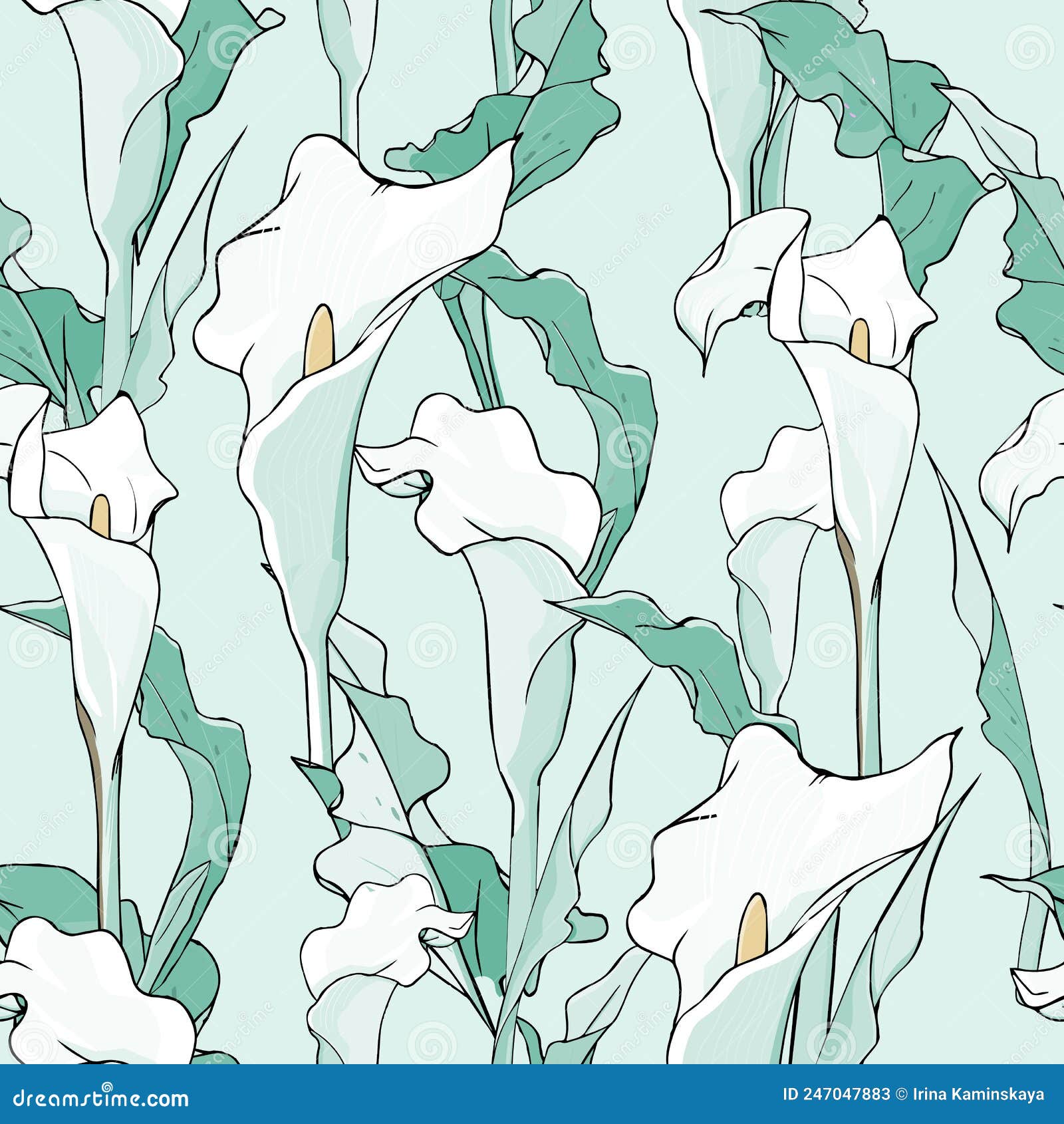 Set Vector Calla Lilies Pattern Stock Illustrations – 47 Set Vector ...