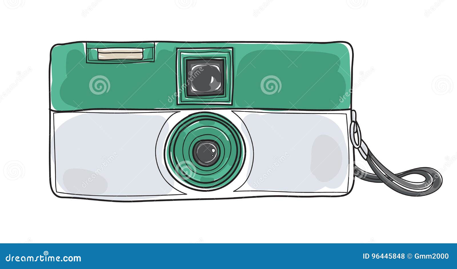Green Camera Vintage Hand Drawn Cute Art Illustration Stock ...