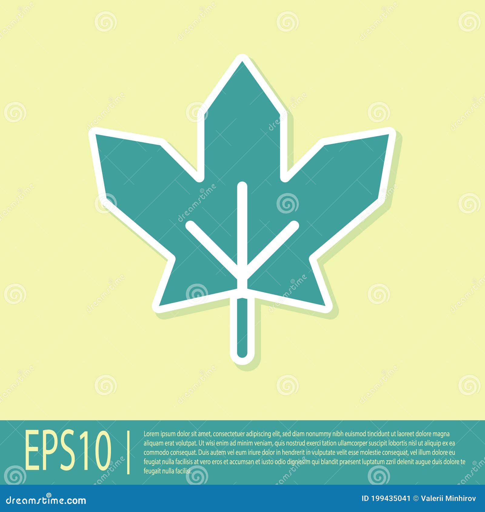 Green Canadian Maple Leaf Icon Isolated on Yellow Background. Canada ...