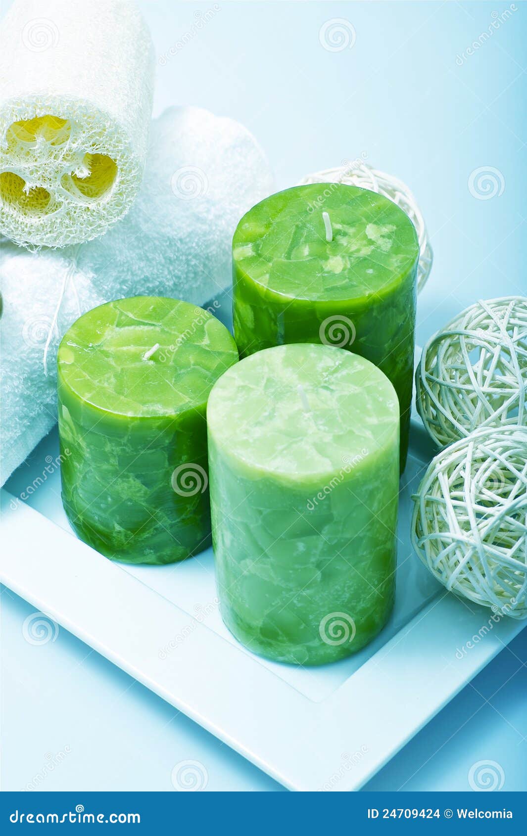 Green Candles stock photo. Image of decoration, bath - 24709424