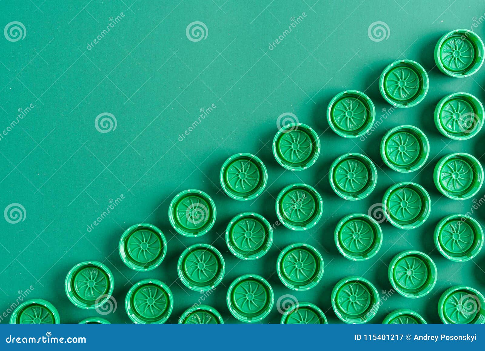 Green Caps from Plastic Bottles Stock Image - Image of recycling ...