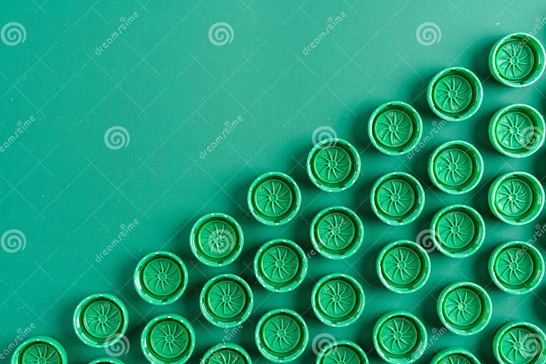 Green Caps from Plastic Bottles Stock Image - Image of recycling ...