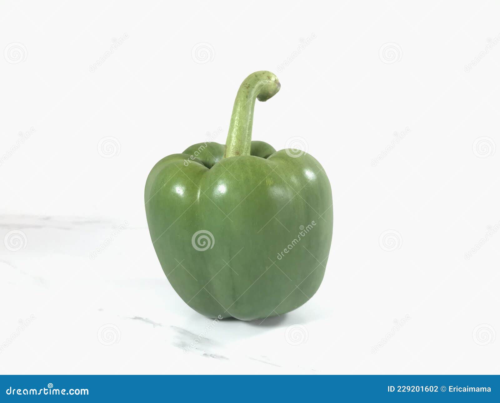 Green Capsicum on White Marble Background. Stock Photo - Image of ...