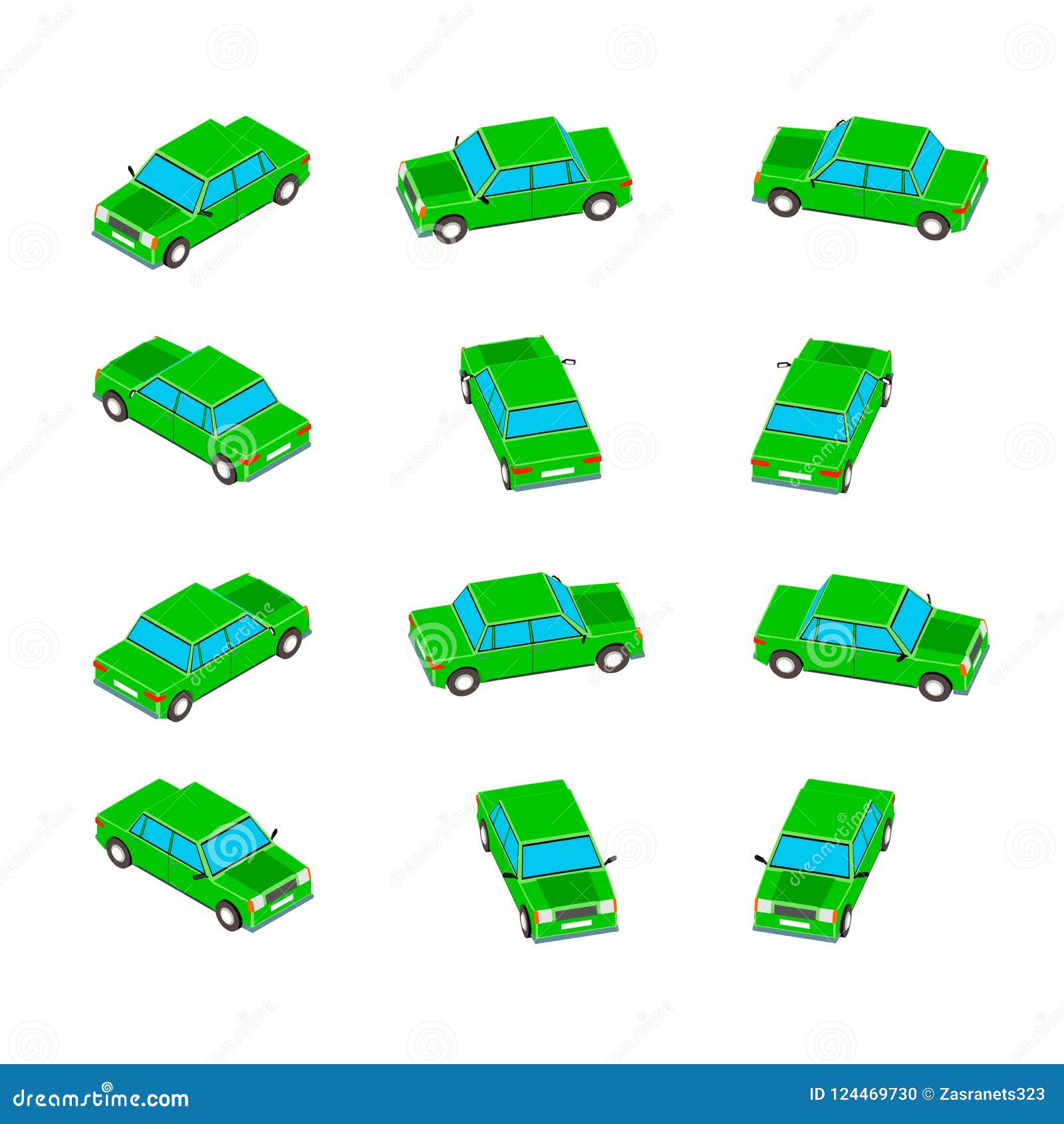 Animation of the Rotation of the Car in Isometric View. Stock Vector ...