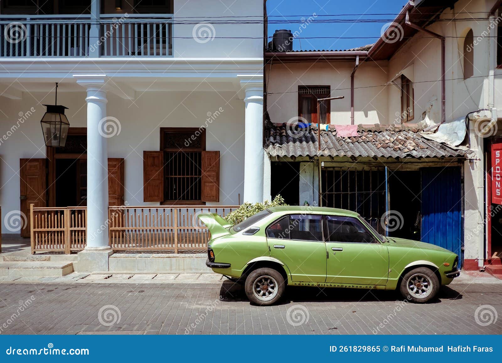 Green Car in Front of the House Stock Image - Image of front, cities ...