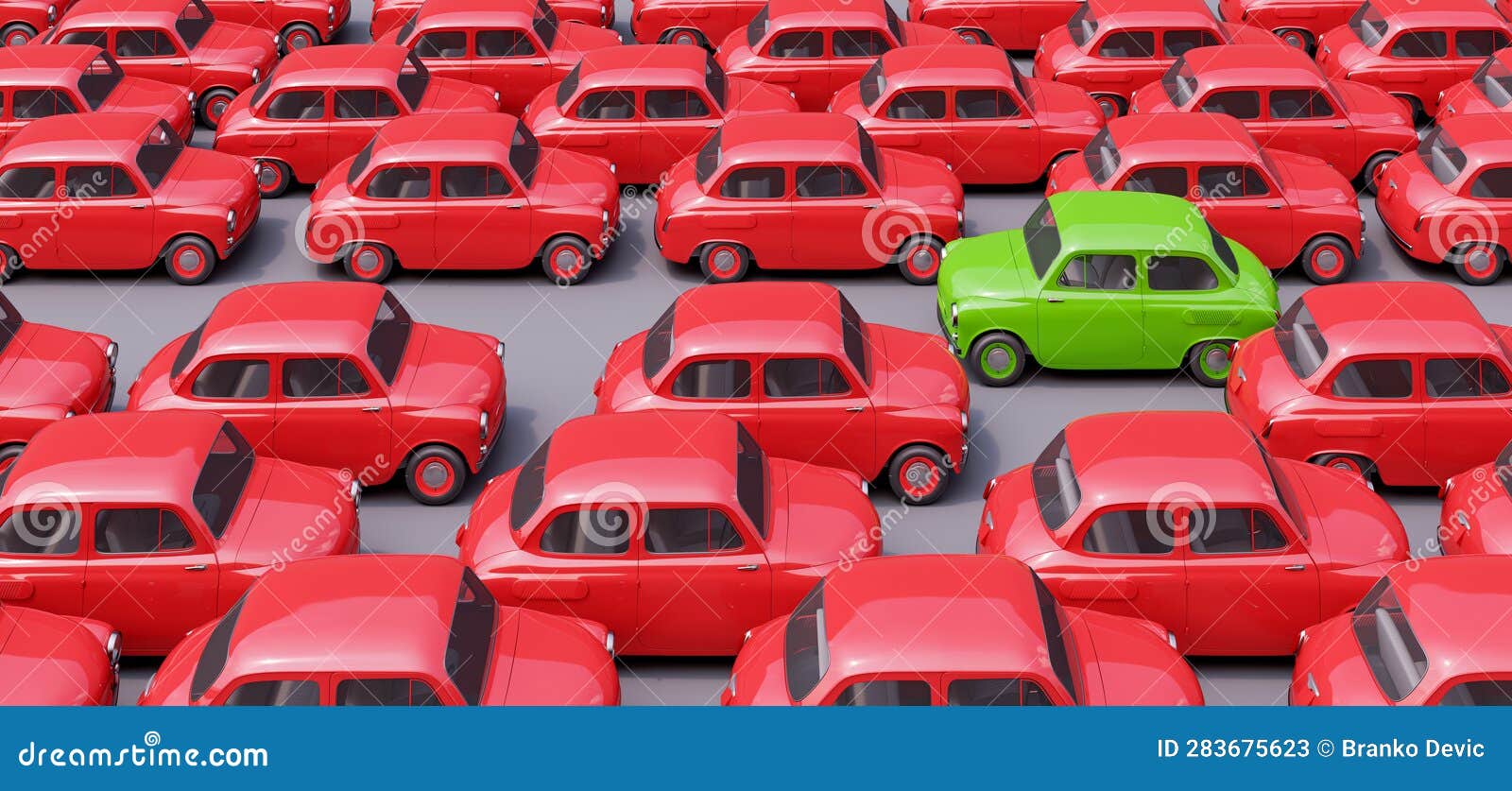 Green Car Goes Going in the Opposite Direction. Think Differently and ...