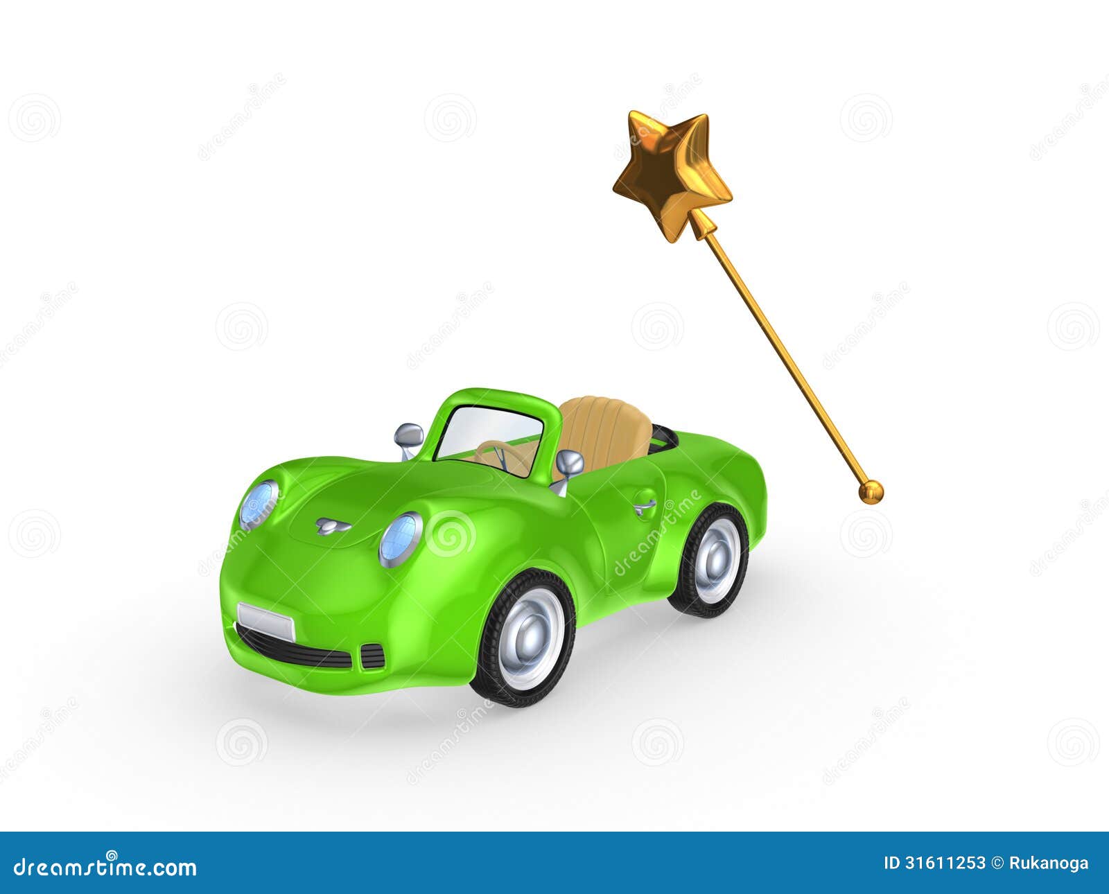 Green car and magic wand. stock image. Image of automobile - 31611253