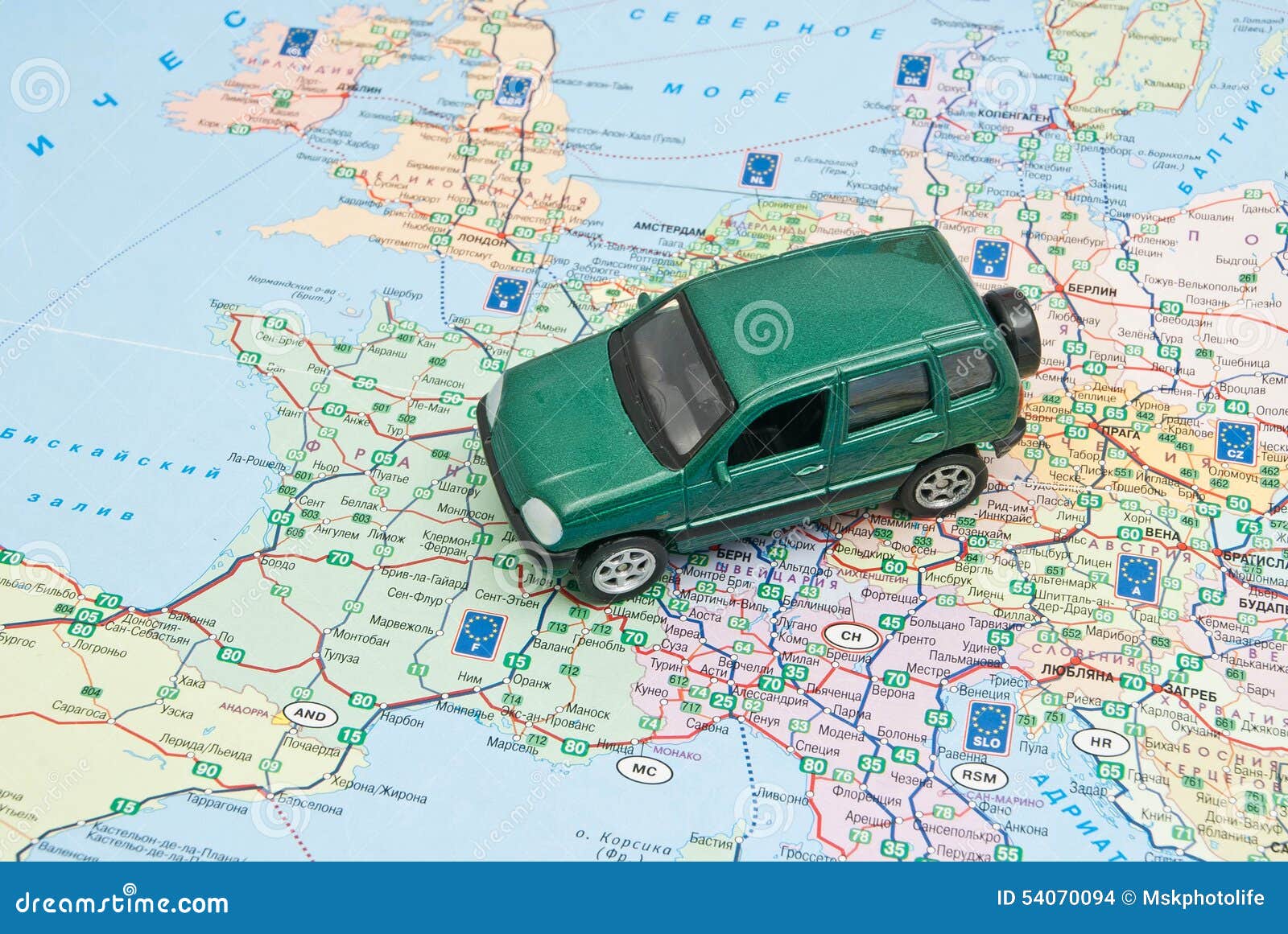 Green car on the map stock photo. Image of route, cartography - 54070094