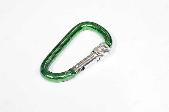 Green carabiner stock image. Image of close, carabiner - 19455505