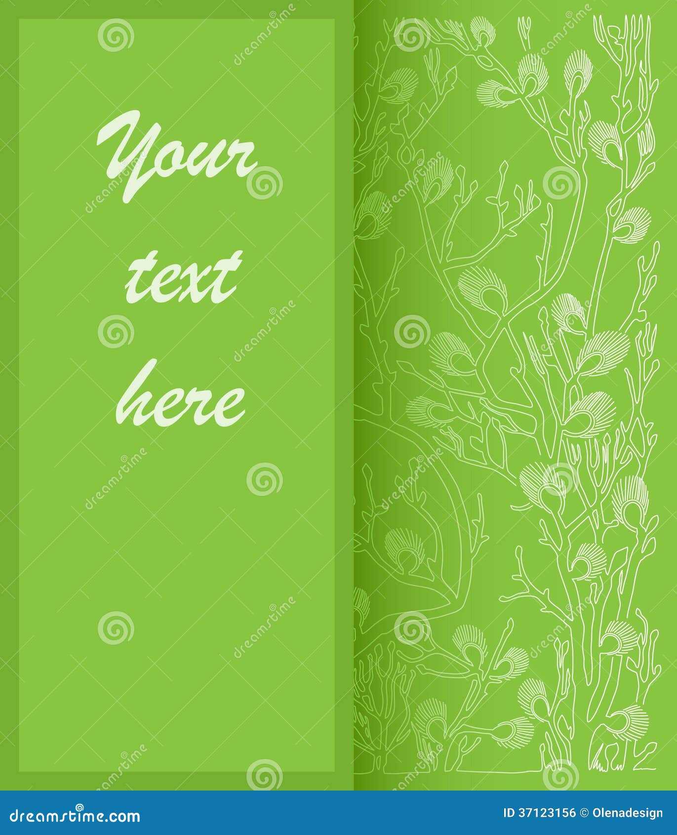 Green Vector Card with Floral Background Stock Vector - Illustration of ...