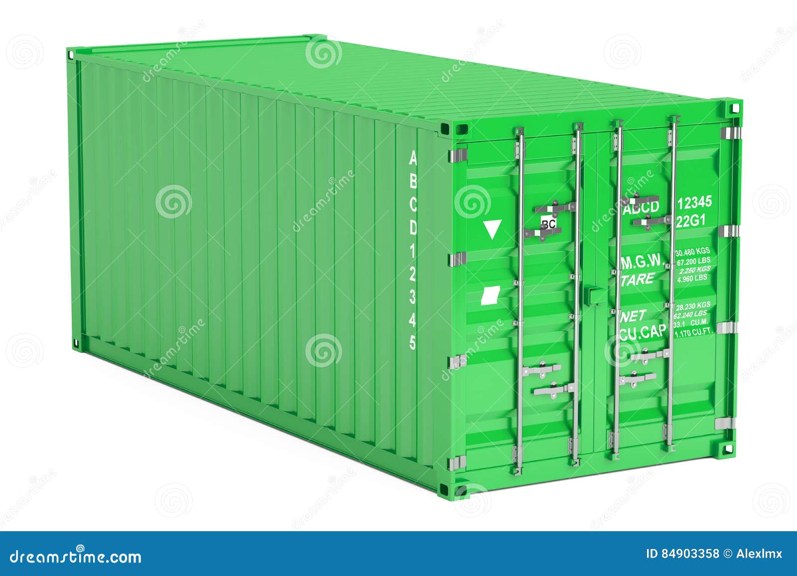 Green Cargo Freight Shipping Container Isolated On White Background ...