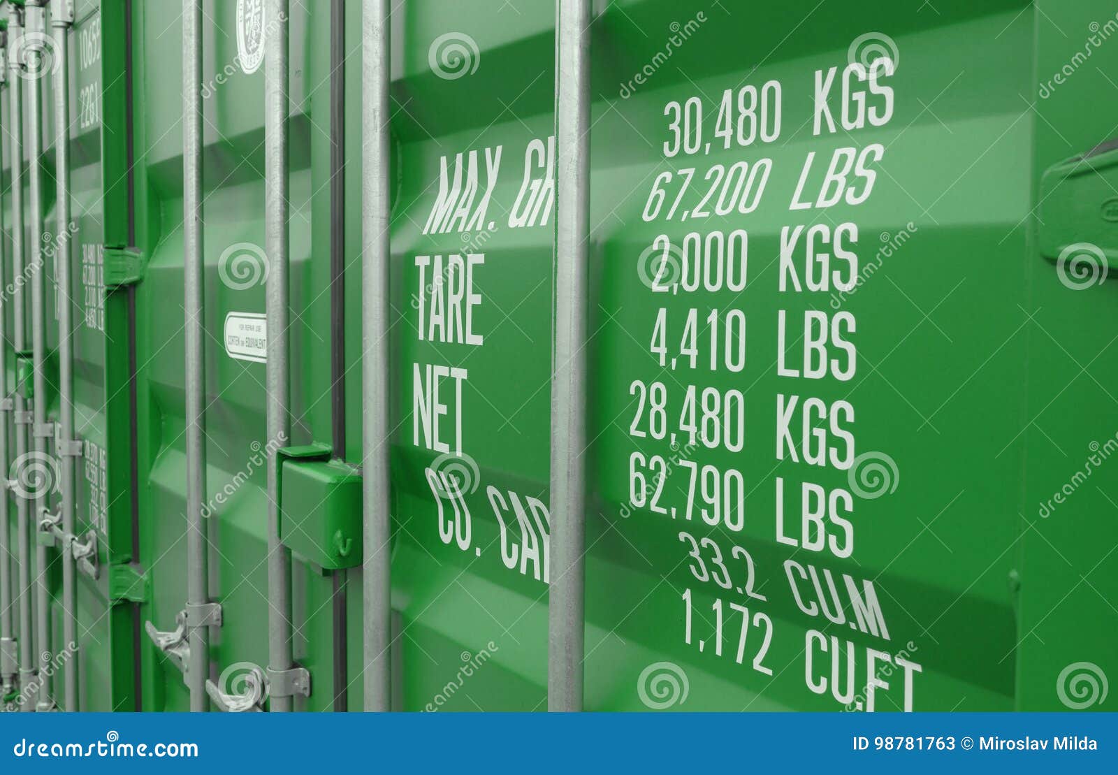 Green cargo container stock image. Image of industry - 98781763