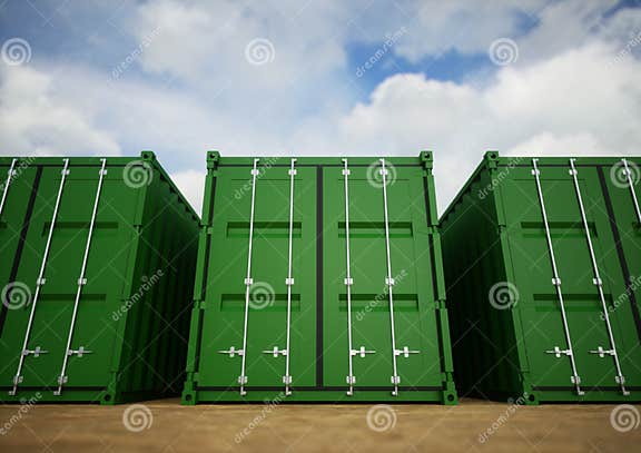 Green cargo containers stock photo. Image of containers - 84177126