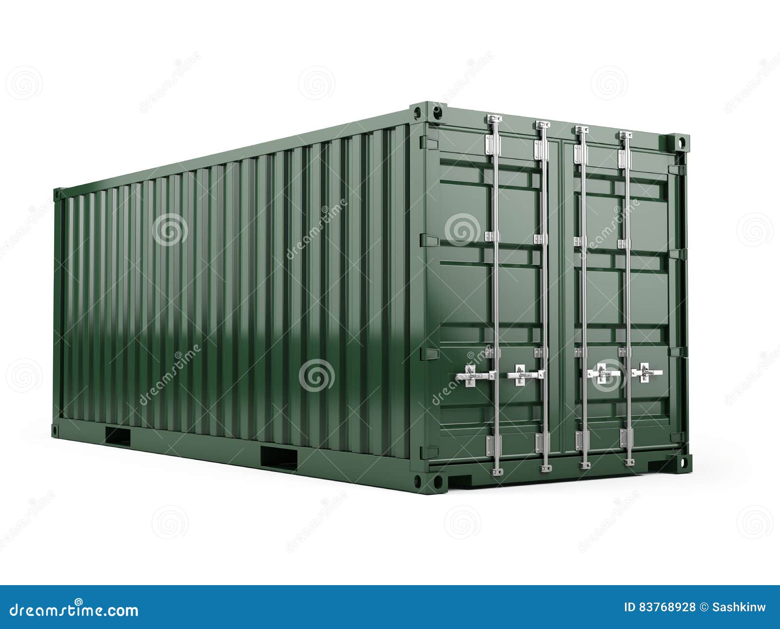Green Cargo Freight Shipping Container Against a White Background Stock ...