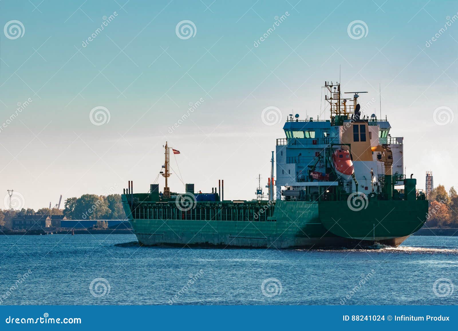 Green cargo ship stock photo. Image of import, back, shipping - 88241024