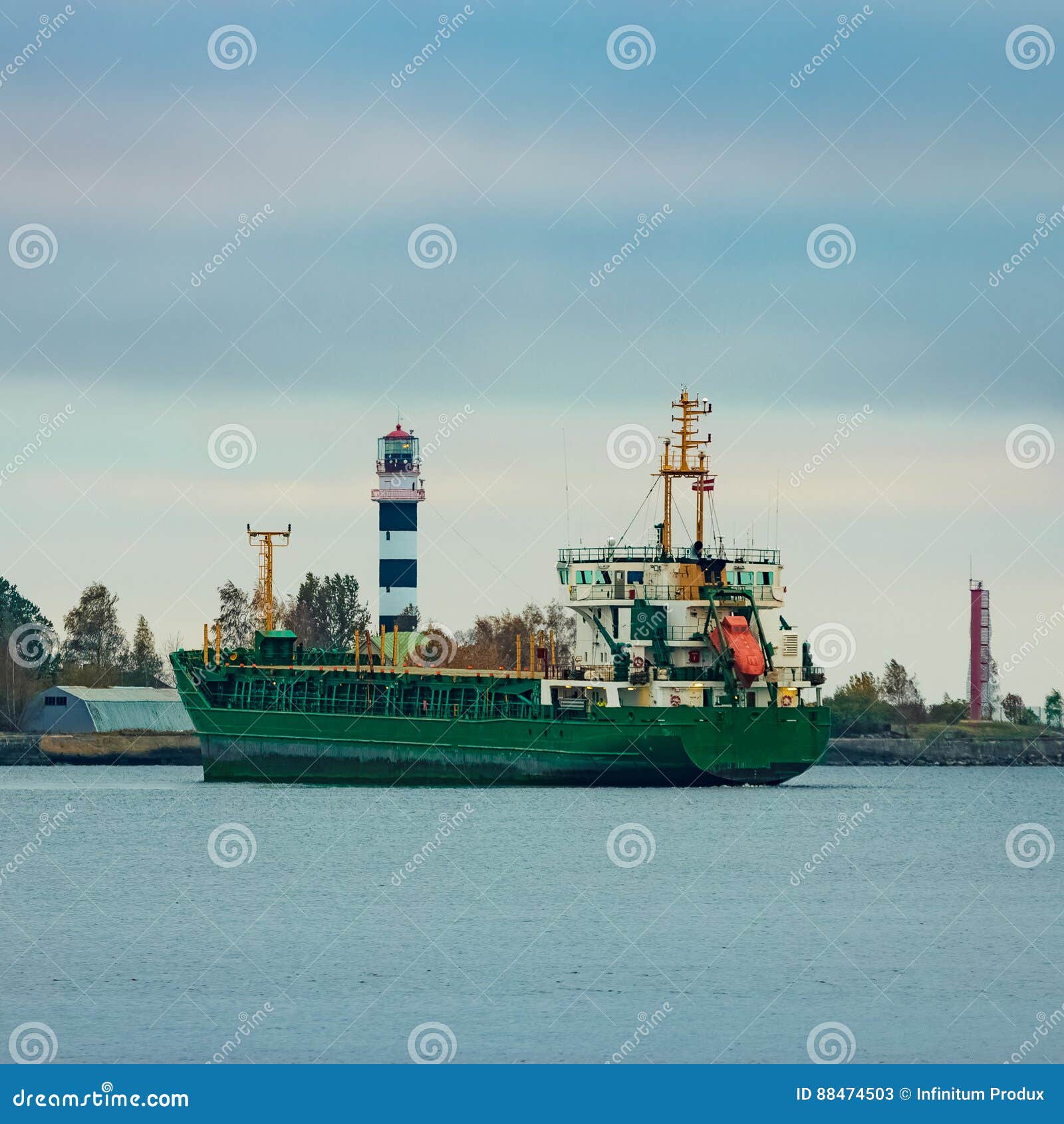 Green cargo ship stock image. Image of delivering, boat - 88474503