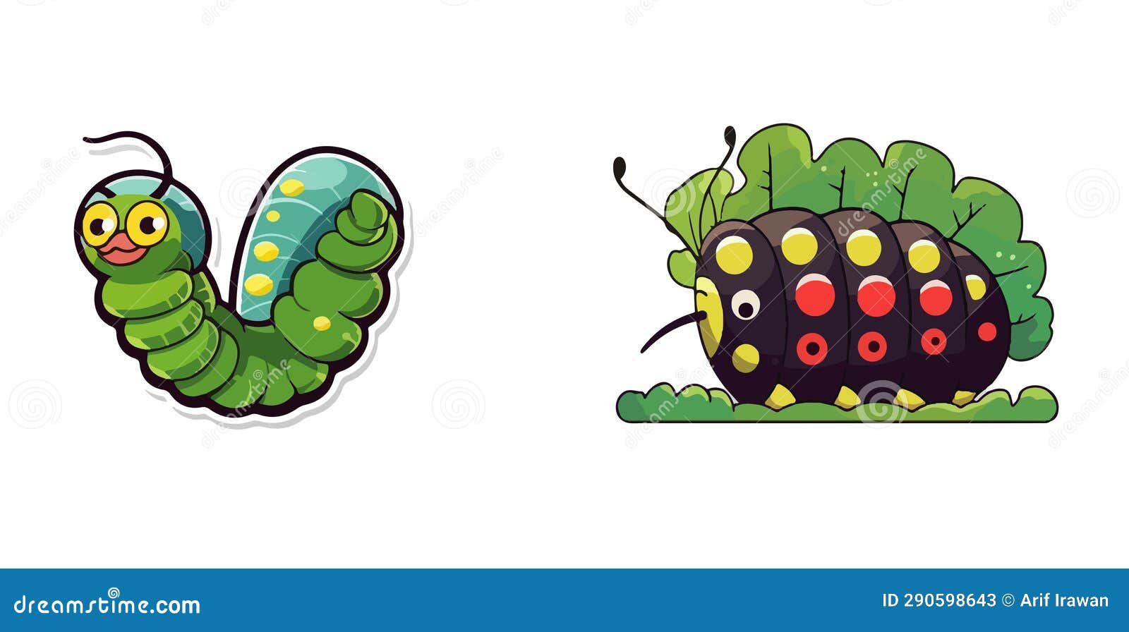 Caterpillar, Larva, Moths Cartoon Vector | CartoonDealer.com #111368351