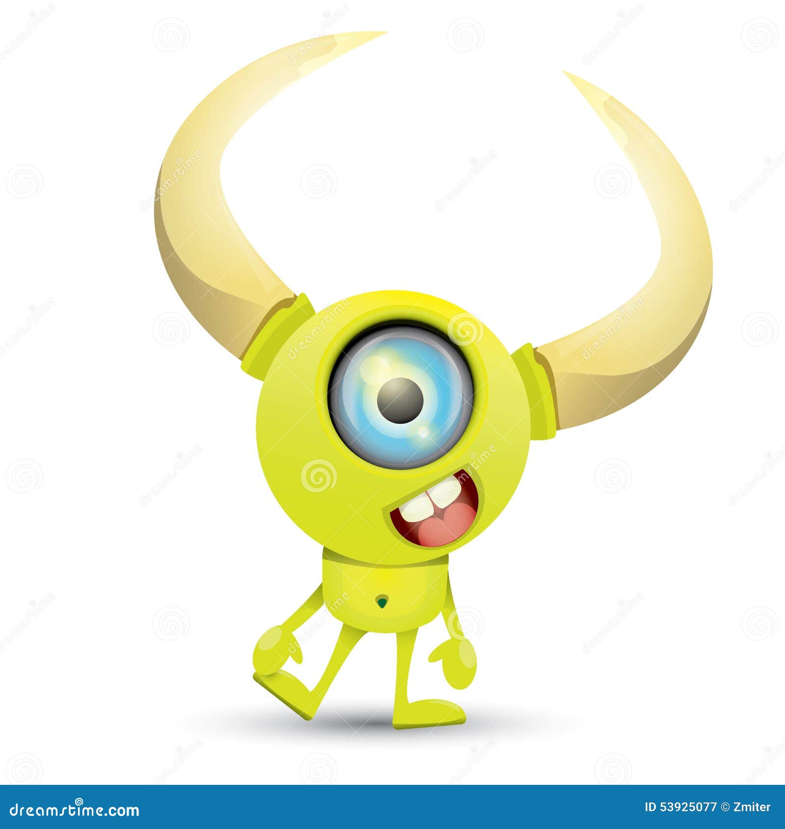 Green Cartoon cute monster stock vector. Illustration of happy - 53925077