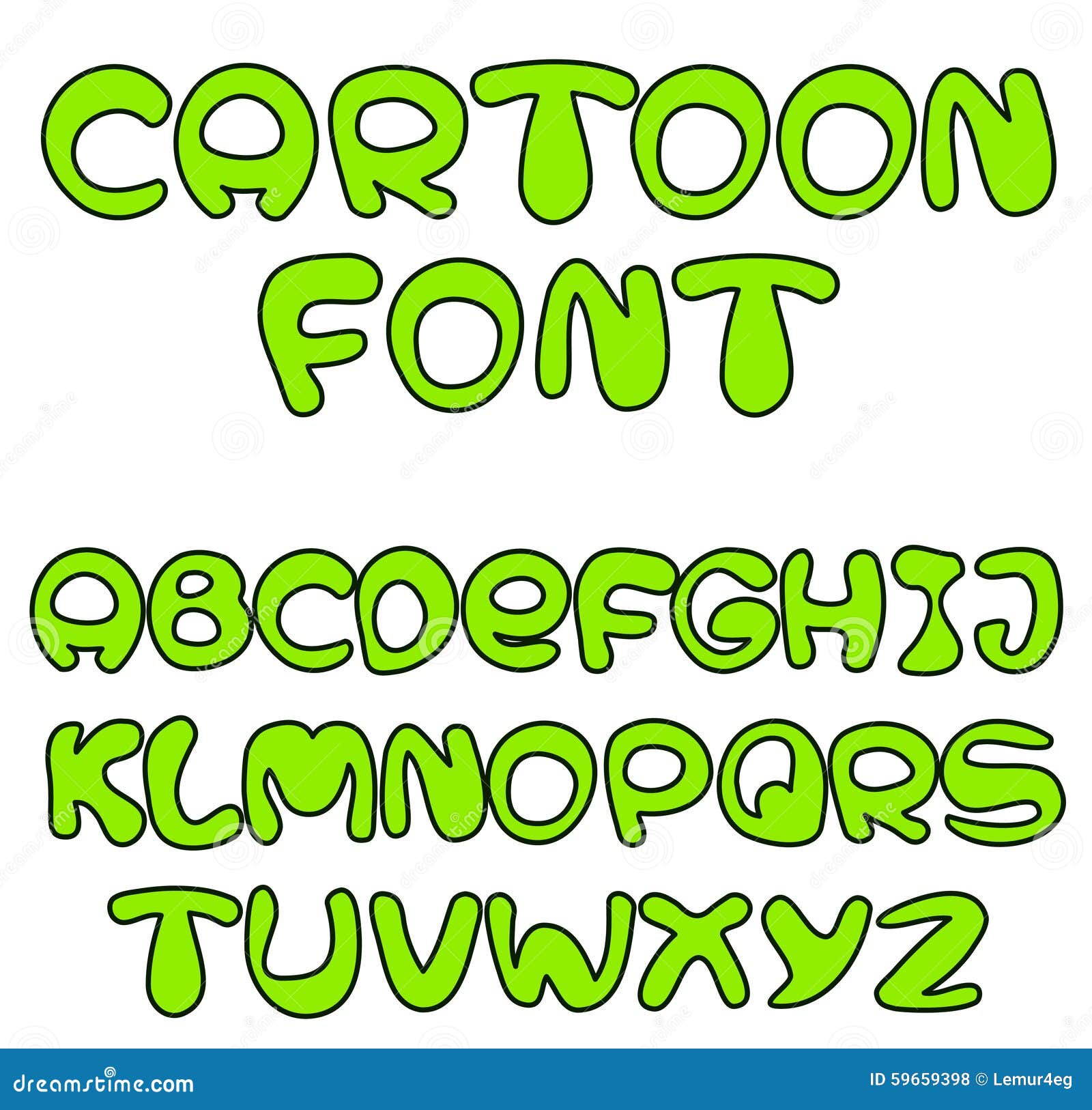 Green cartoon font stock vector. Illustration of roundish - 59659398