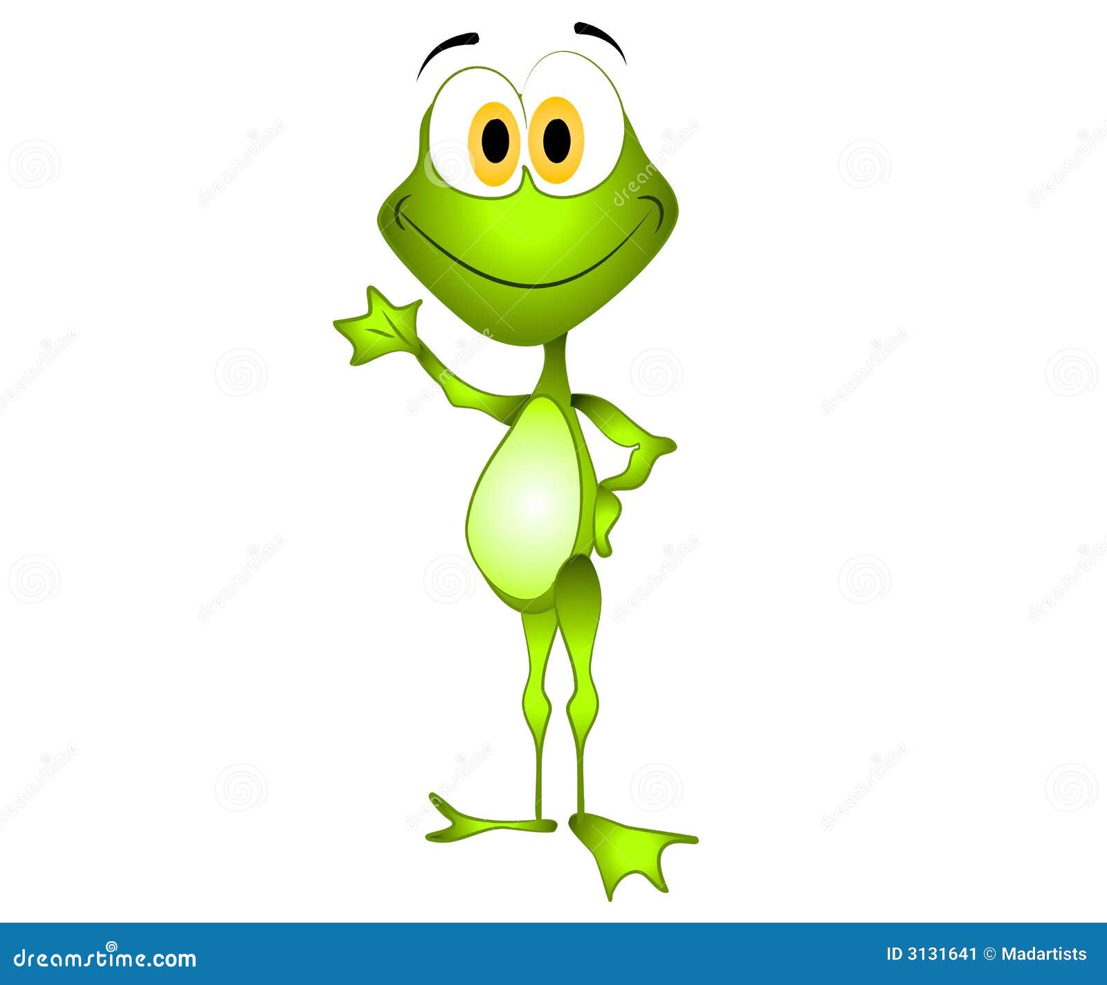 Green Cartoon Frog Waving stock illustration. Illustration of computer ...