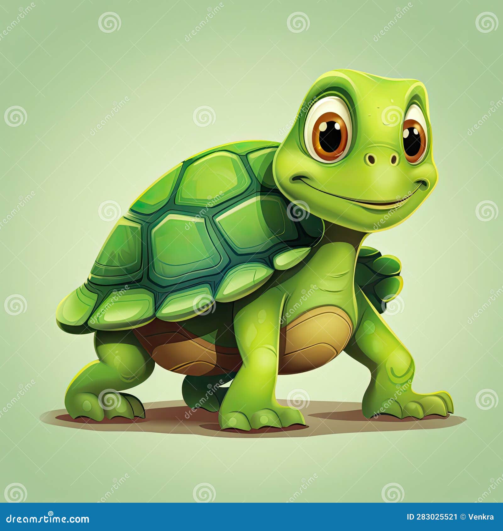 Green Cartoon Tortoise Vector Illustration Stock Illustration ...