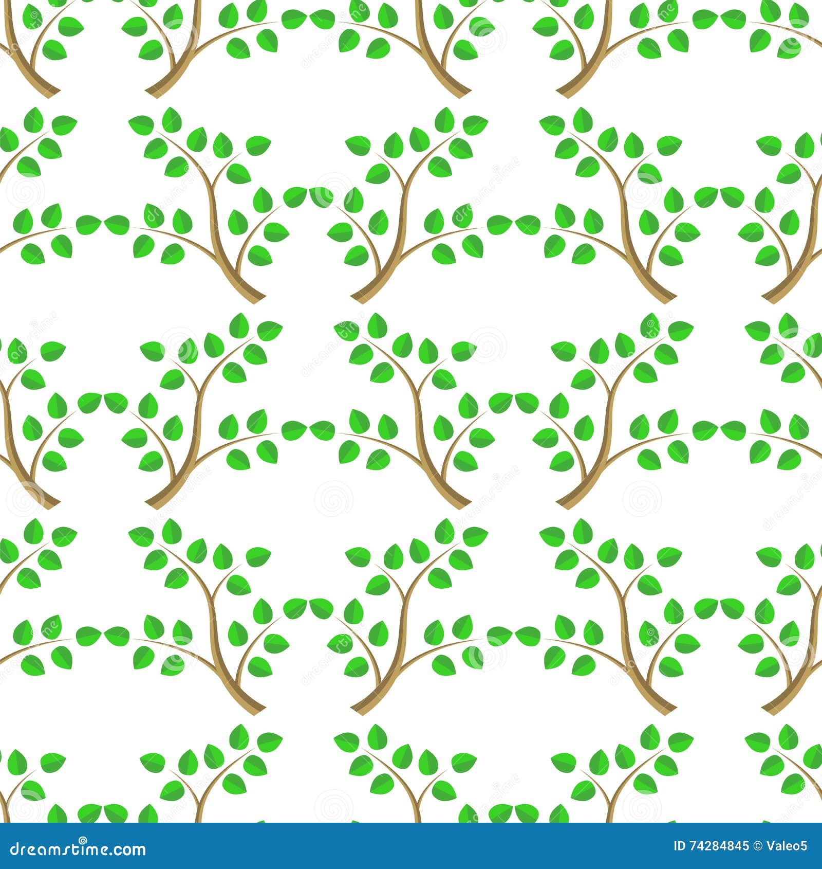 Green Cartoon Tree Leaves Seamless Background Stock Vector ...