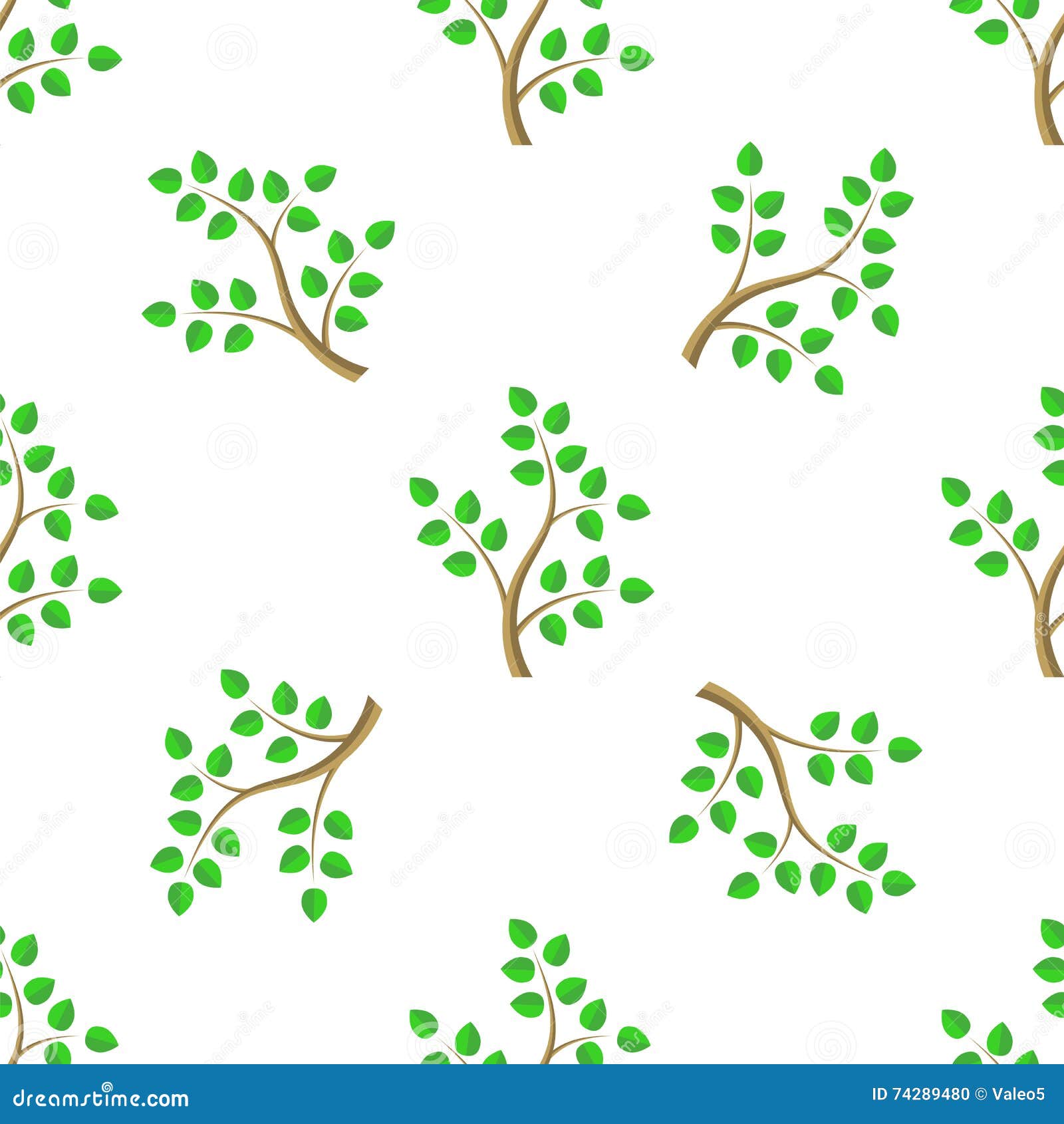 Green Cartoon Tree Leaves Seamless Background Stock Vector ...