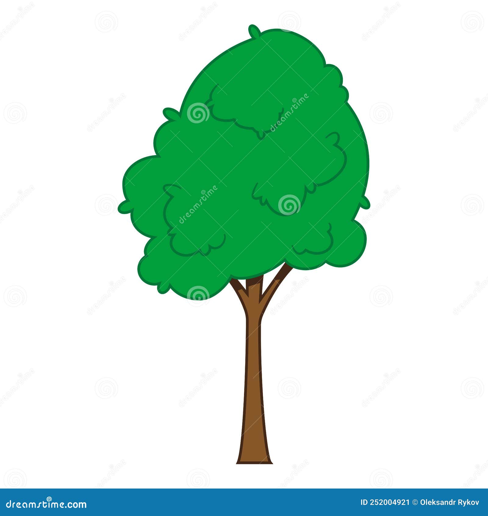 Green cartoon tree. stock vector. Illustration of isolated - 252004921
