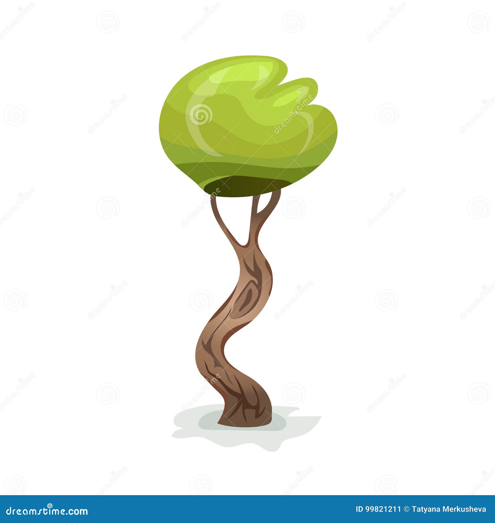 Green Cartoon Tree. Vector Illustration, Isolated on White. Stock ...