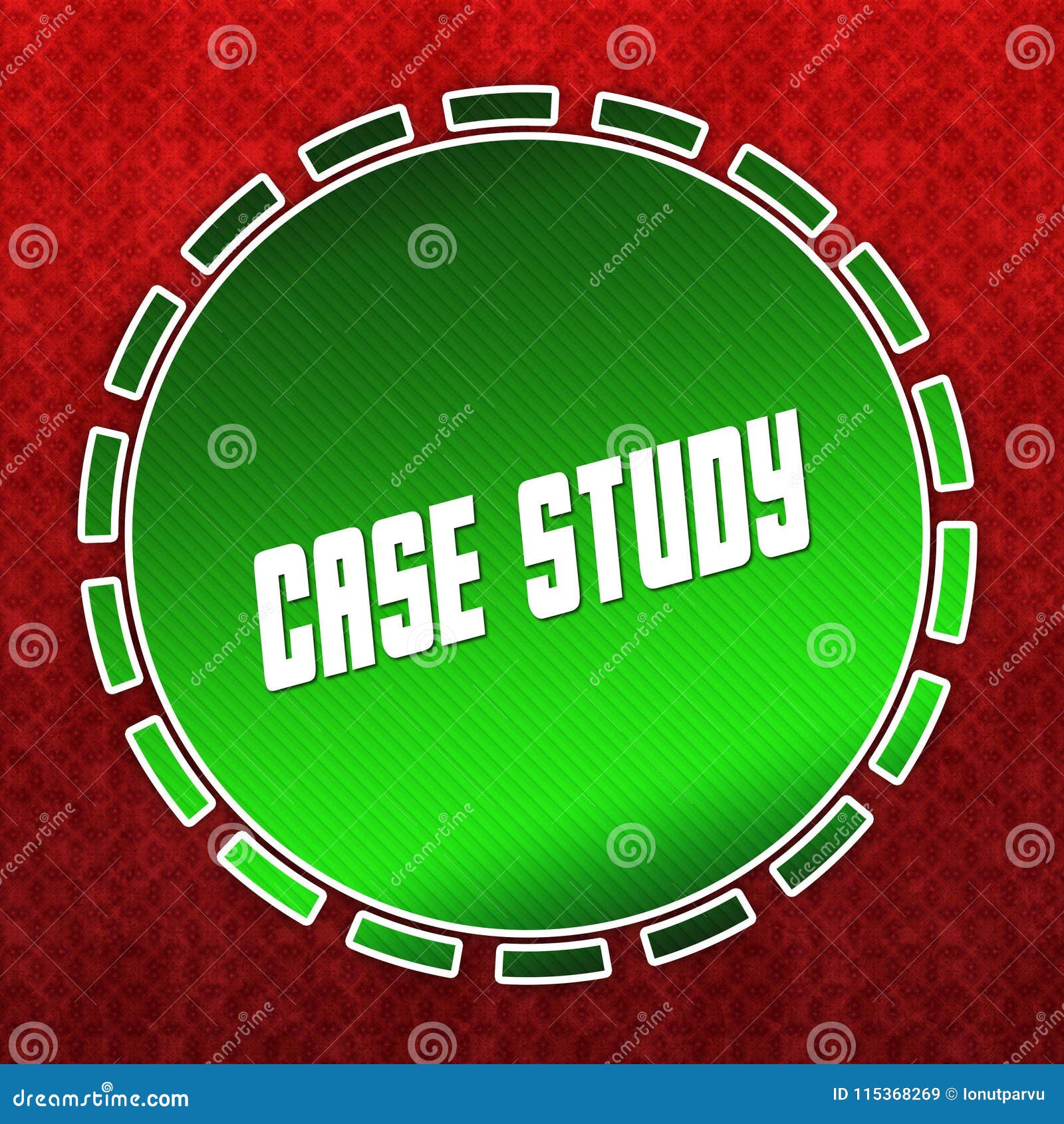 Green CASE STUDY Badge on Red Pattern Background. Stock Illustration ...