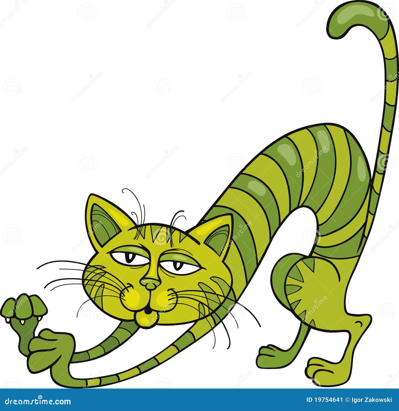 Green Cat stock vector. Illustration of comic, funny - 19754641