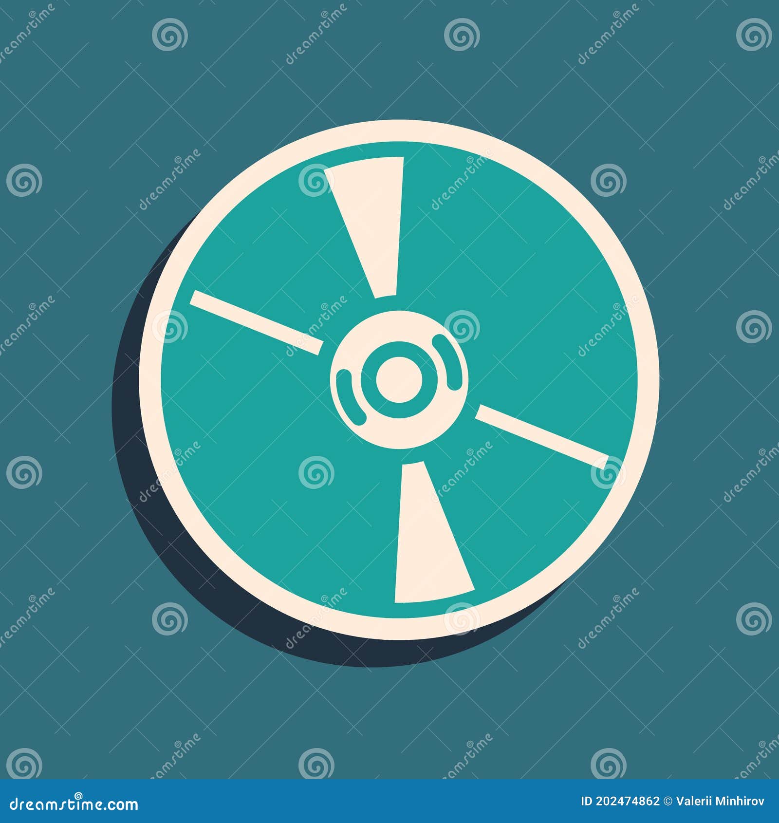 Green CD or DVD Disk Icon Isolated on Green Background. Compact Disc ...