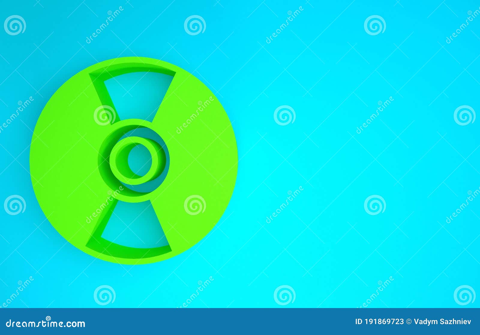 Green CD or DVD Disk Icon Isolated on Blue Background. Compact Disc ...