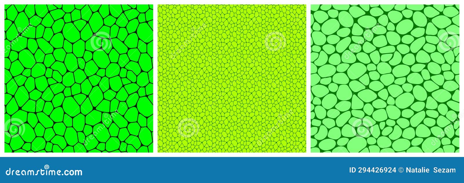 Green Cells Seamless Patterns. Chlorophyll Structure Vector ...
