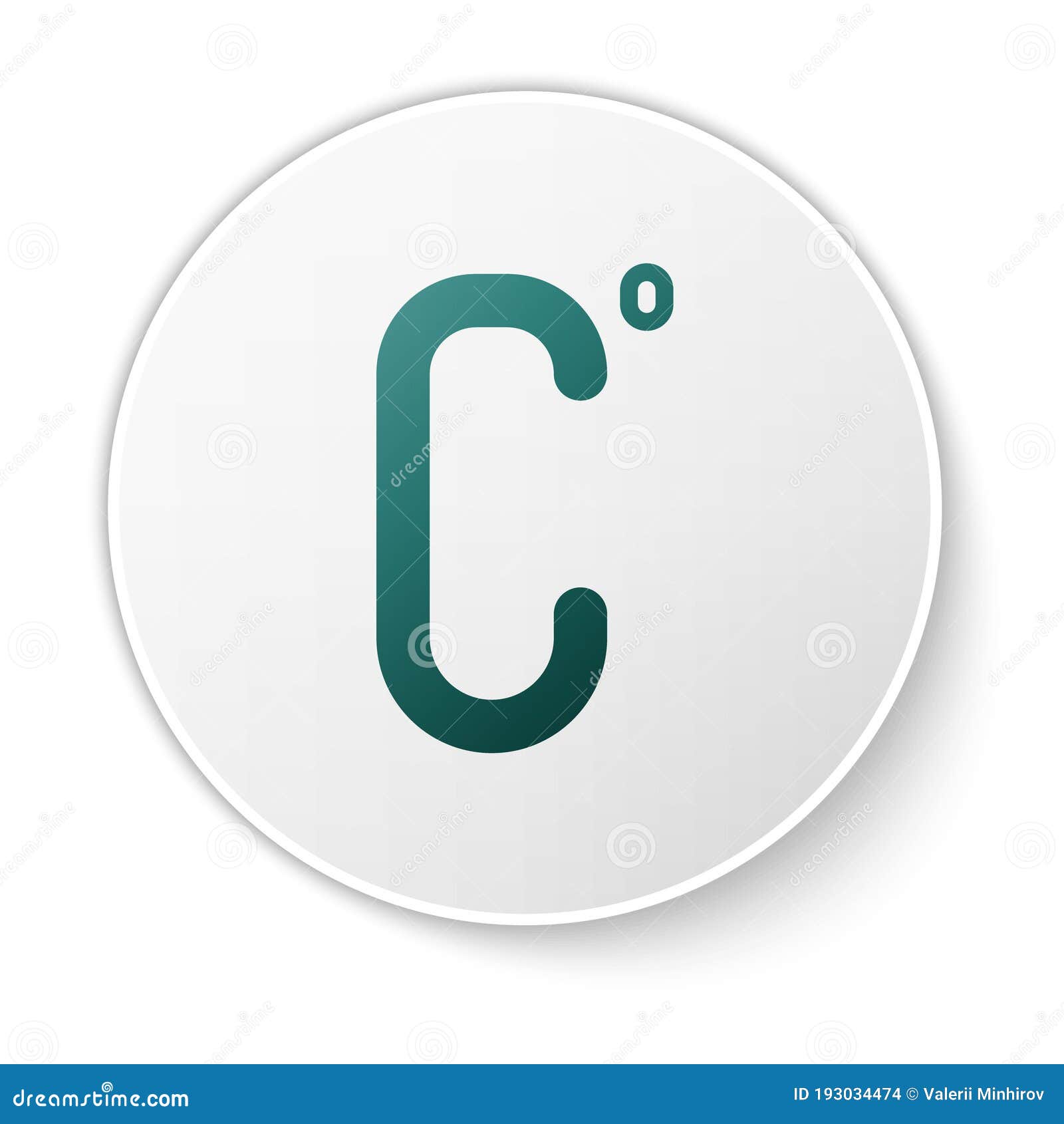 Green Celsius Icon Isolated on White Background. White Circle Button ...