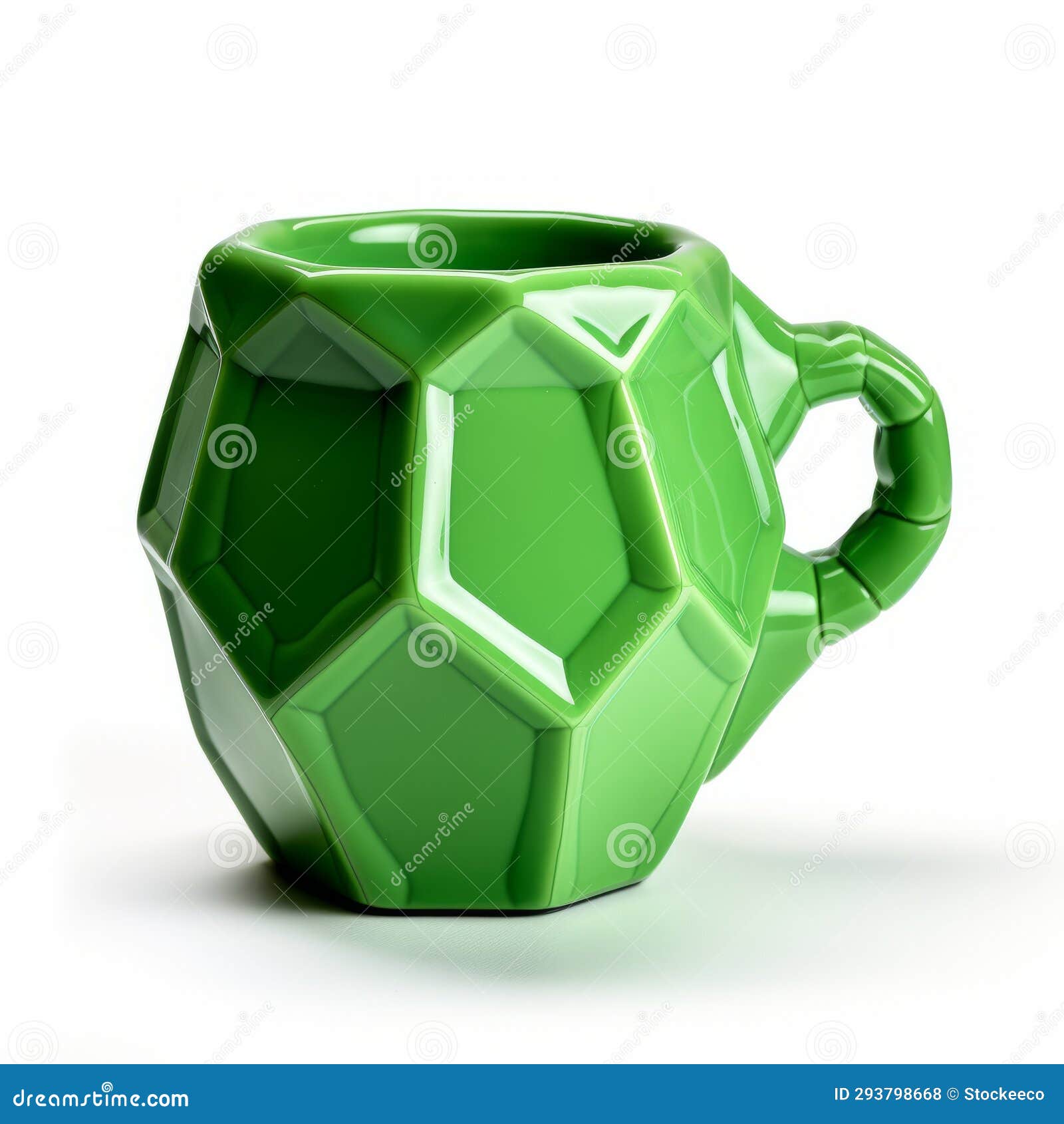 Green Ceramic Mug with Multifaceted Geometry - Unique and Creative ...