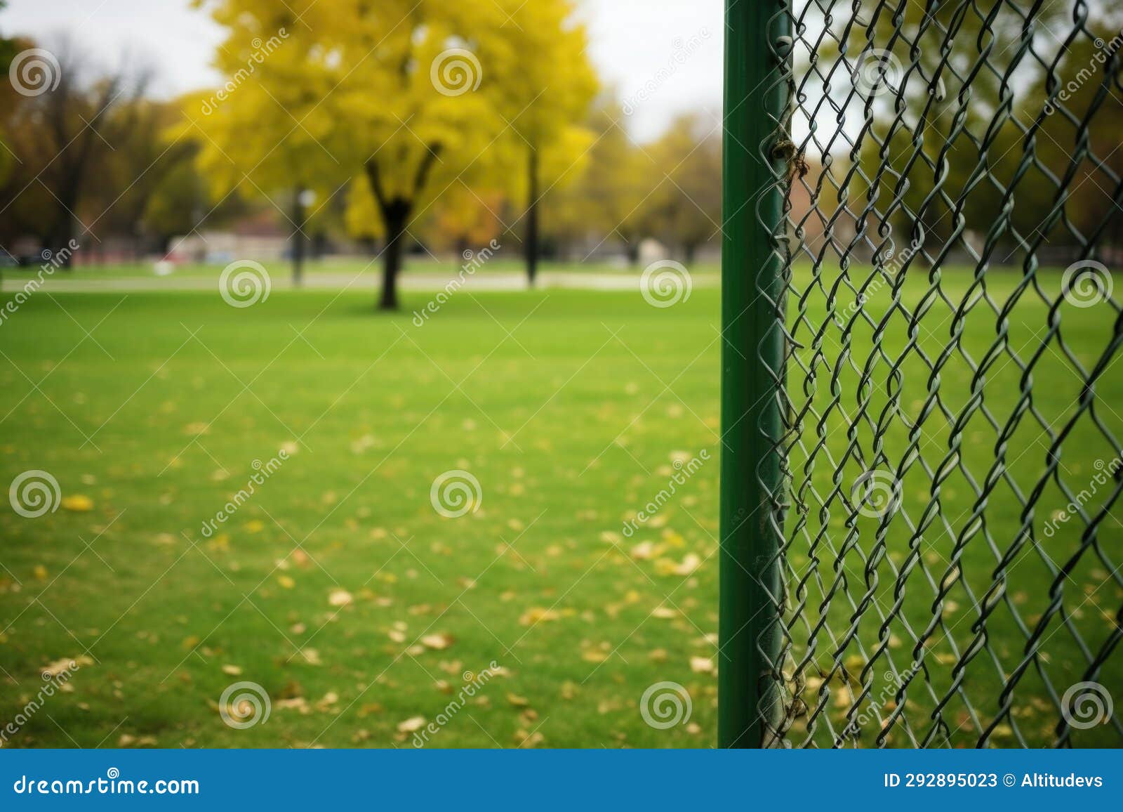 Green Chain-link Fence at a Public Park Stock Image - Image of outdoor ...
